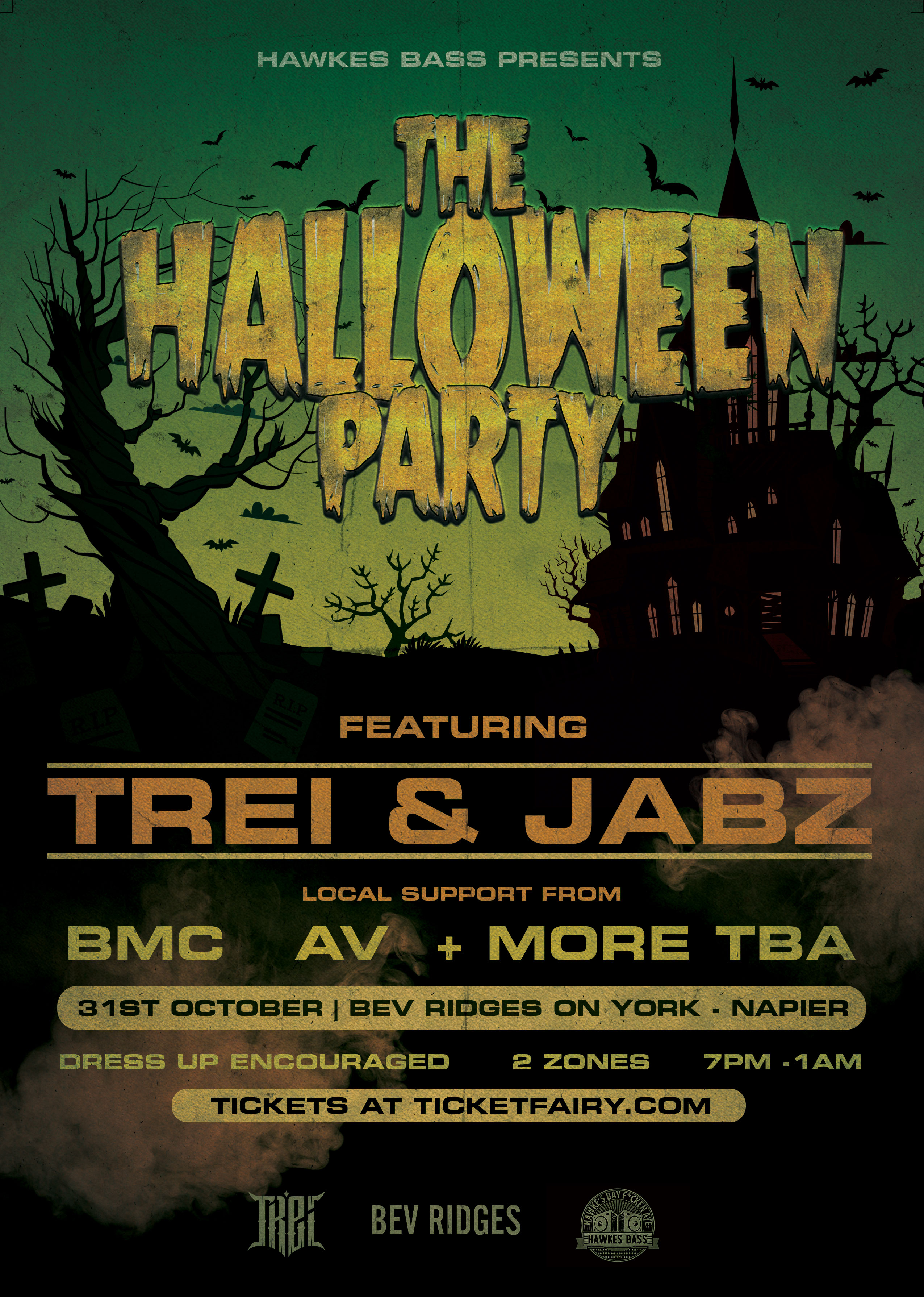 The Halloween Party ft "TREi & JABZ MC" - Napier Tickets | Napier | Bev ...