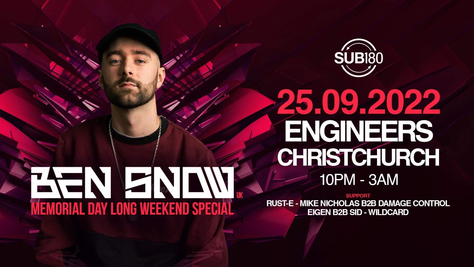 Memorial Day Long Weekend FT. Ben Snow (UK) | CHCH's Tickets ...