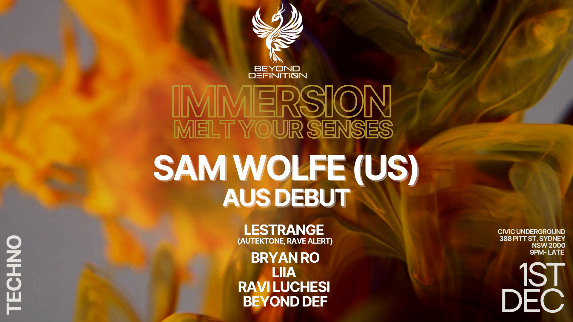 IMMERSION ft. Sam Wolfe (USA) Techno Boiler Room Tickets | Sydney | Civic Underground - The ...