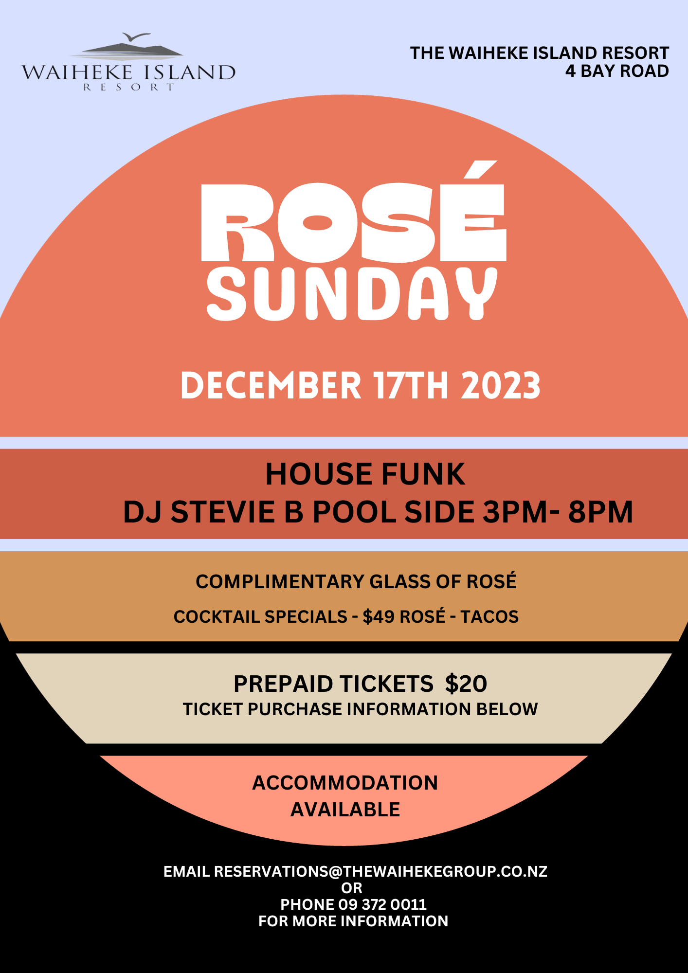 Rose Sunday Tickets | Waiheke Island | 4 Bay Road - The Ticket Fairy