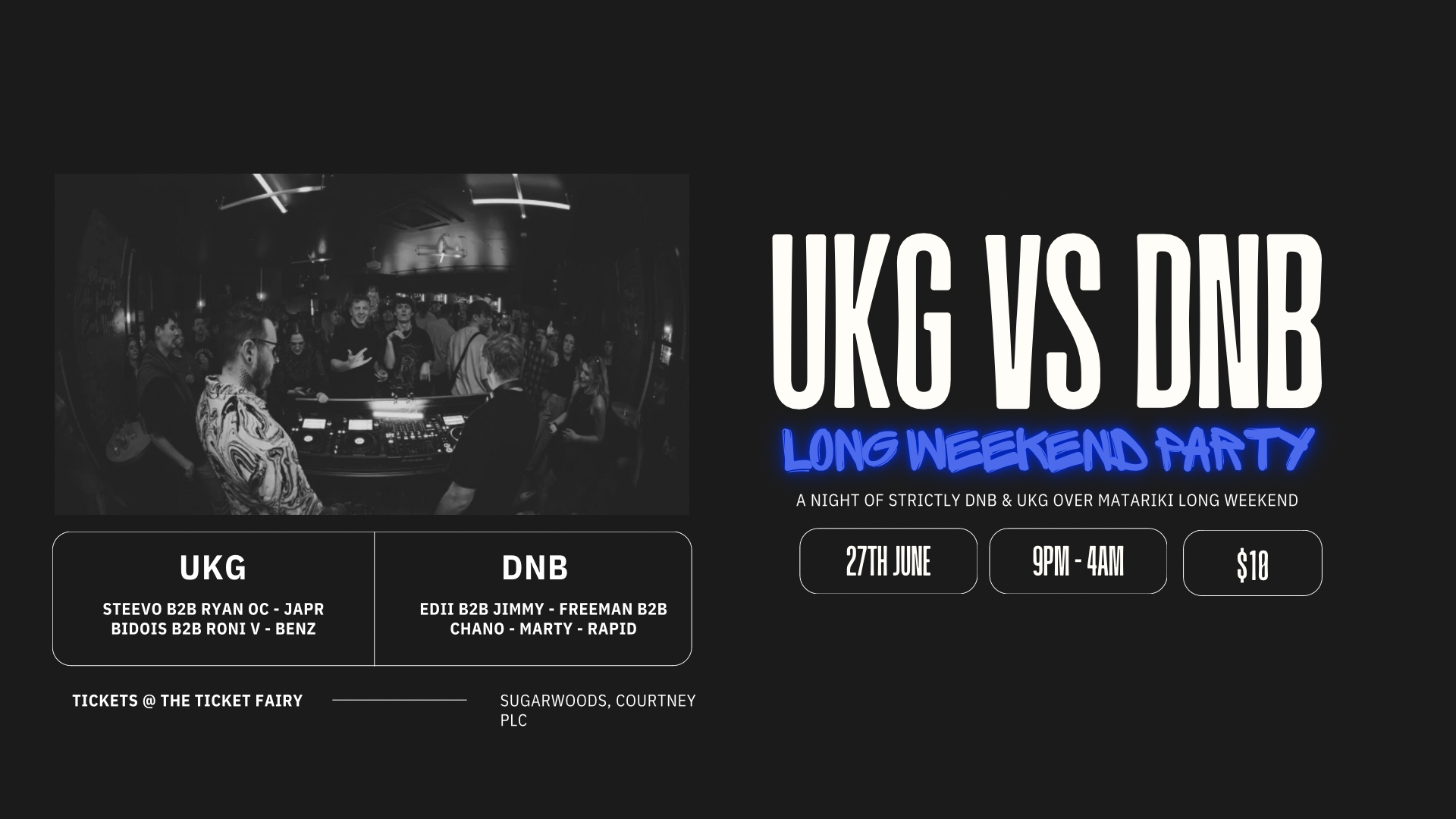 UKG VS DNB - Long Weekend Party - Wellington Tickets | Wellington ...