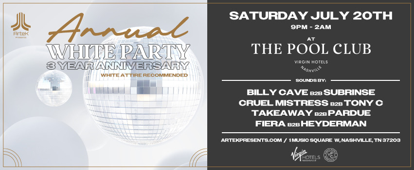 ArteK's 3 Year Anniversary - Annual White Party Tickets | Nashville ...