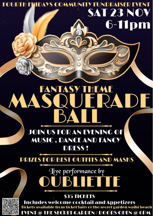 Fourth Fridays fundraiser masquerade Ball Tickets | Waihi Beach | 17 ...