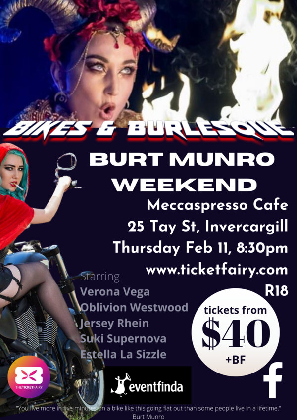 Bikes & Burlesque Tickets | Invercargill | Meccaspresso - Ticket Fairy