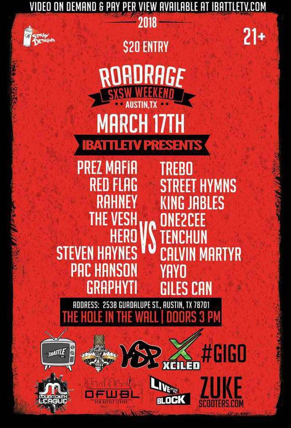 IBATTLE PRESENTS ROAD RAGE SXSW 3.17 + 3.18 Tickets | Austin | Hole In ...