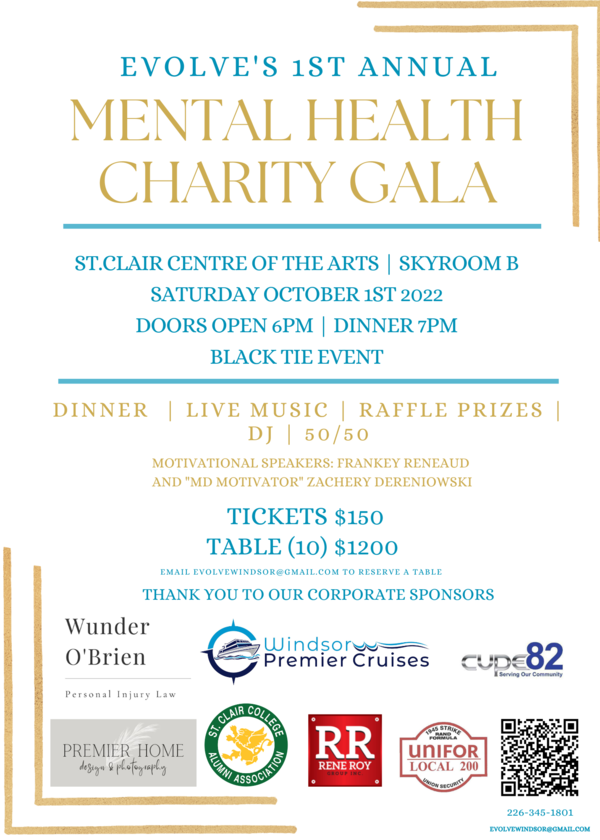 EVOLVE'S 1st ANNUAL MENTAL HEALTH CHARITY GALA Tickets | Windsor | St ...