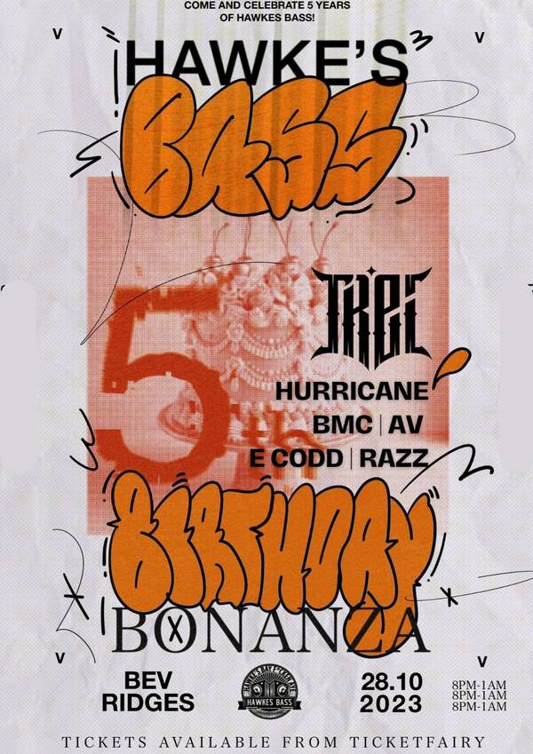 HAWKES BASS 5th BIRTHDAY Tickets | Napier | Bev Ridges On York - Ticket ...